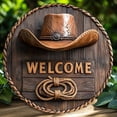 HELLOYOUNG 2D Flat Rustic Welcome Sign with Cowboy Hat Rope, 8x8 Inch ...
