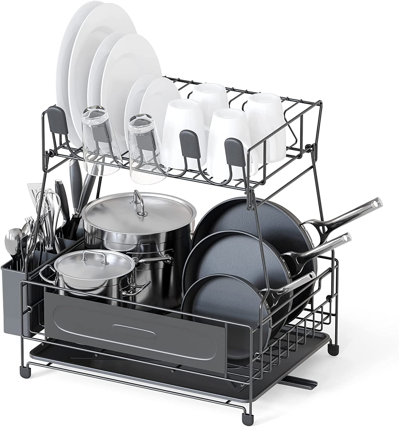 2 In 1 Kitchen Dish Drying Rack 2 Tier Dish Rack For Kitchen Counter