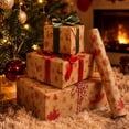 10 Pack, Vintage Christmas Kraft Wrapping Paper, Recyclable Thick ...