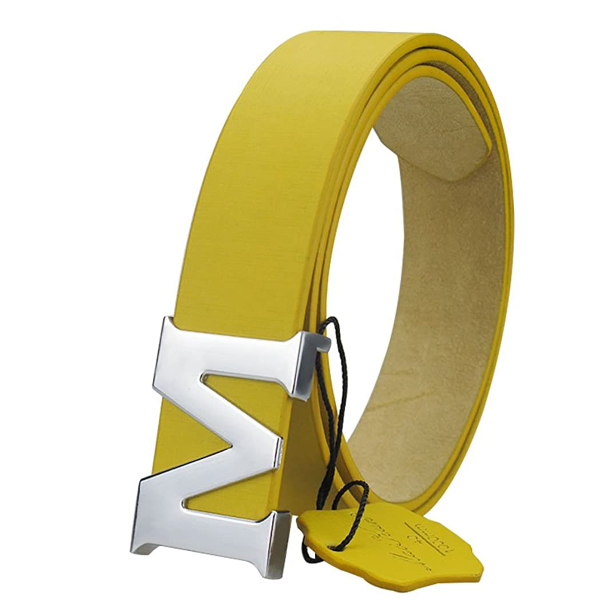 Belts for Womens Removable Letter M Plate Buckle Halloween Yellow Color ...