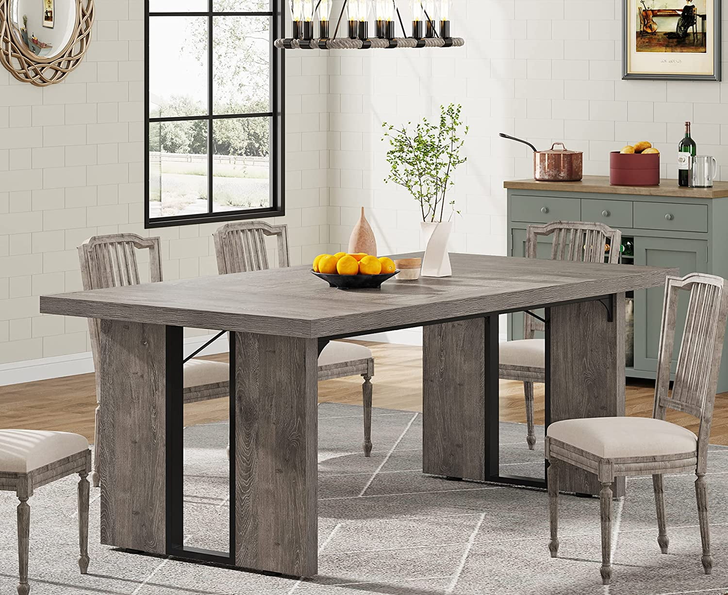 Tribesigns 71" Large Dining Table for 6 to 8 People, Farmhouse Style ...