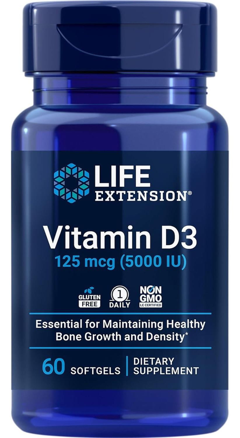 Vitamina D3 Life Extension 125mcg 5000 Iu 60 Cápsulas Apoyo A Huesos ...