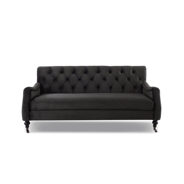 Jennifer Taylor Home Xander Tufted Sofa Metal Casters, Dark Charcoal ...