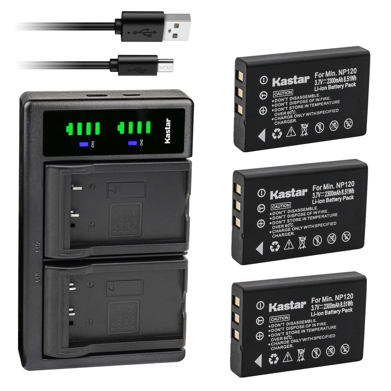 Kastar 3 Pack Battery And Ltd2 Usb Charger Replacement For Fujifilm Np