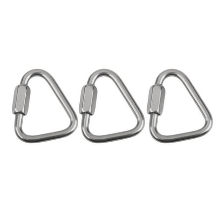 DYNWAVECA 3x Climbing Locking Carabiner Stainless Steel Triangle Shape ...