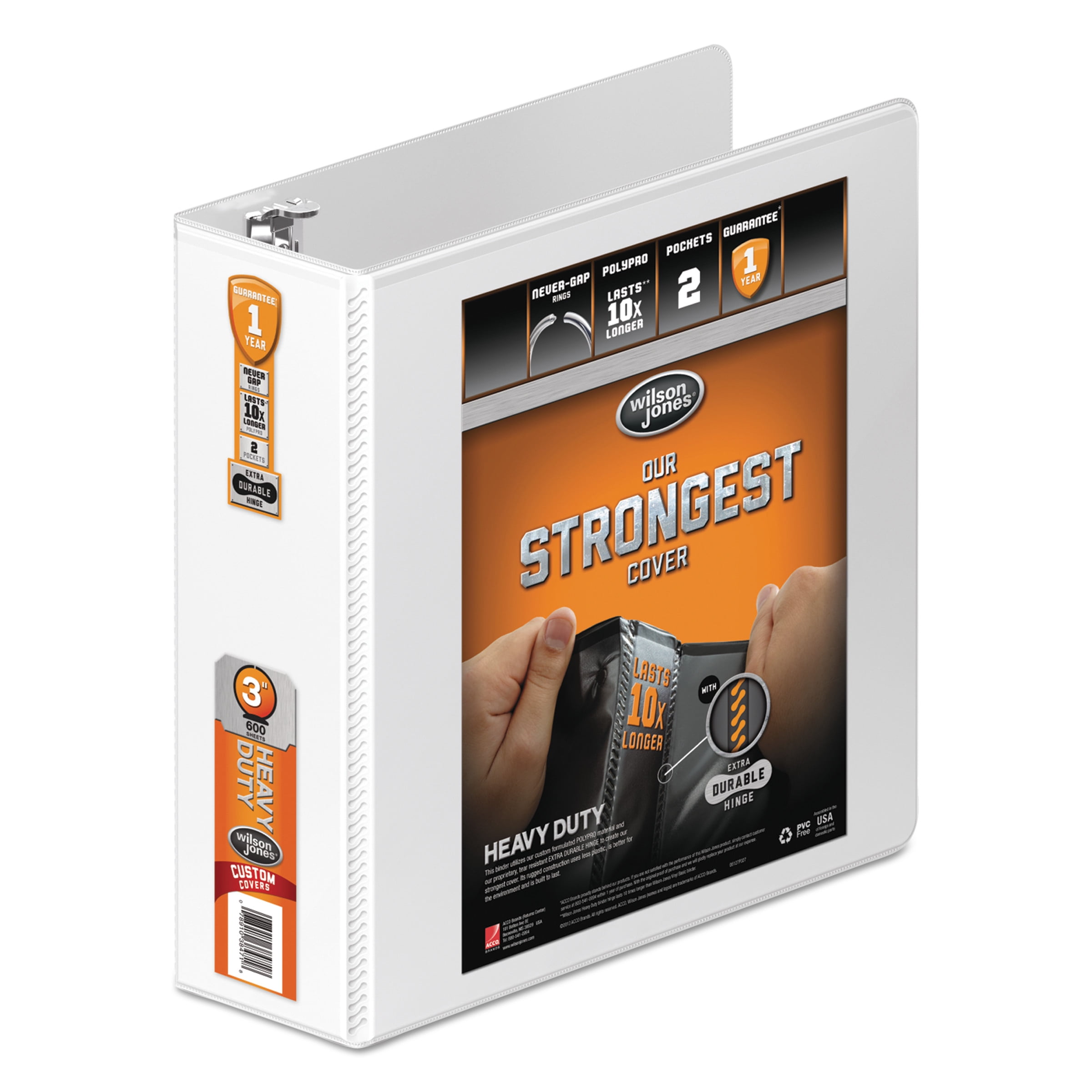 Heavy-Duty Round Ring View Binder w/Extra-Durable Hinge, 3" Cap, White ...