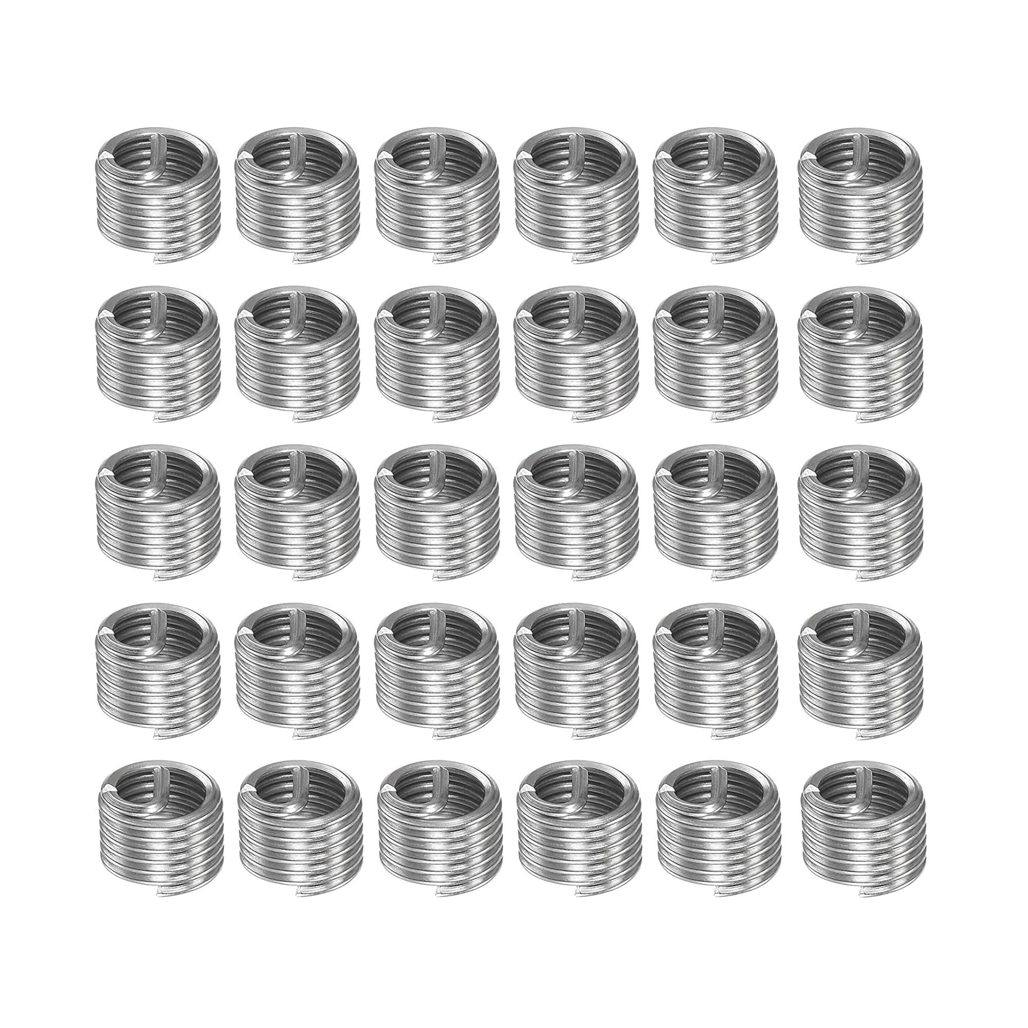 30 Pcs 304 Stainless Steel Metric M5x0.8x1.5D Wire Thread Inserts Steel ...