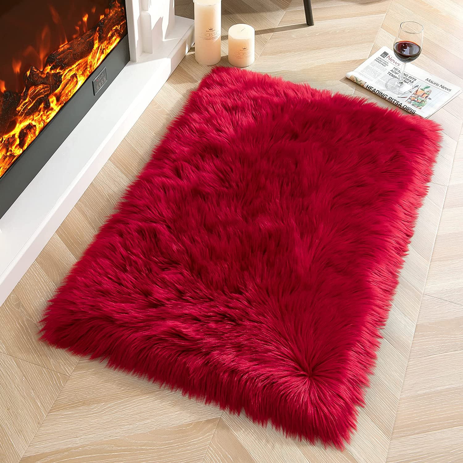 Noahas Modern Solid Print Area Rug, Red, 2' x 3' - Walmart.com