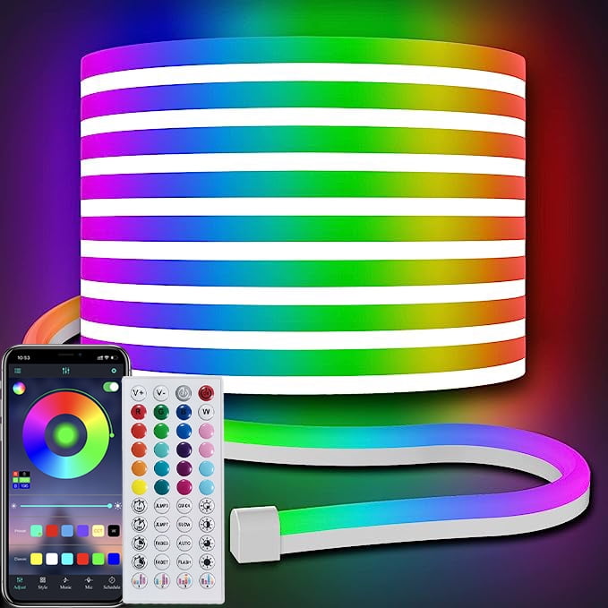 Neon Rope Lights 10M, RGB LED Strip Light with App Remote Control ...