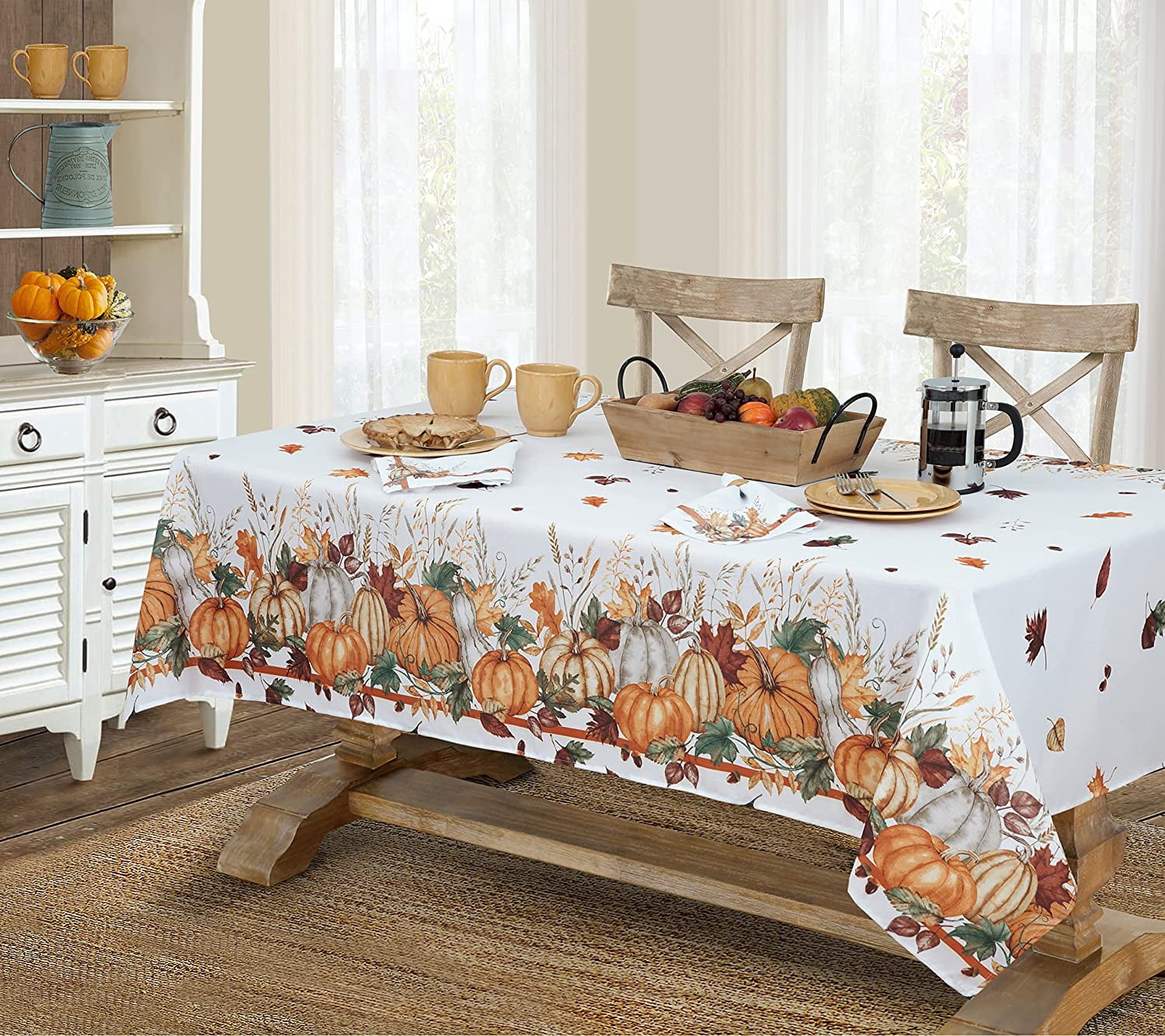 Newbridge Abundant Harvest Bordered Thanksgiving Fabric Tablecloth ...