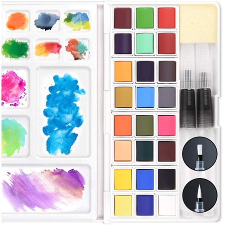 36 Assorted Watercolor Paints Set Travel Pocket Solid Water Color Paint ...