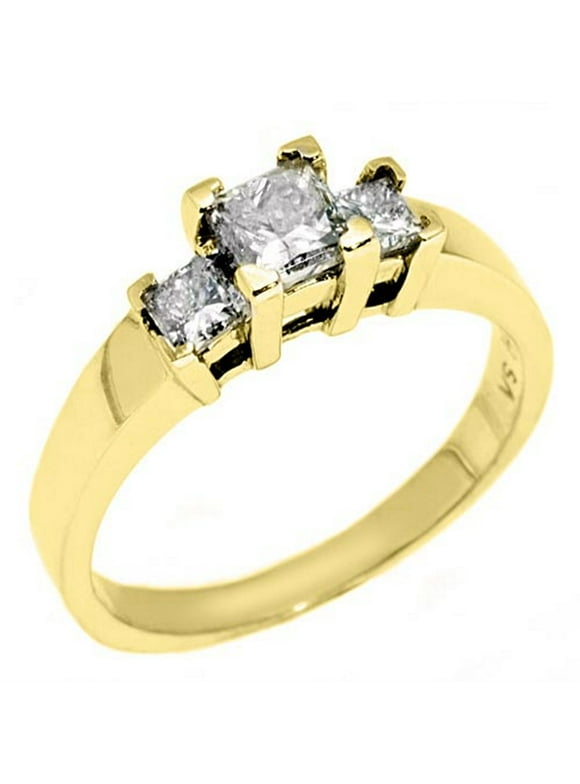 Princess Cut Past Present Future Ring