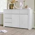 Storage Dresser with 6 Drawers and 2 Level Cabinet,Off White Simple ...
