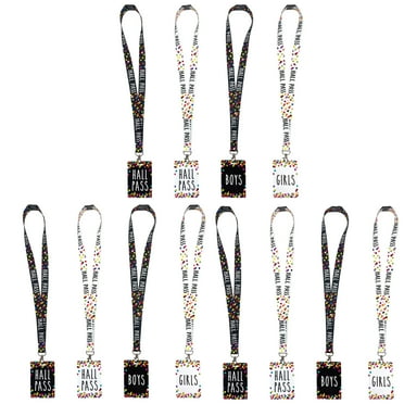 6 Pack - Student Hall Pass Breakaway Lanyards with Location Card Passes ...