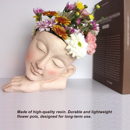 Female Human Face Flower Pot Office Succulent Plants Unique Succulent ...