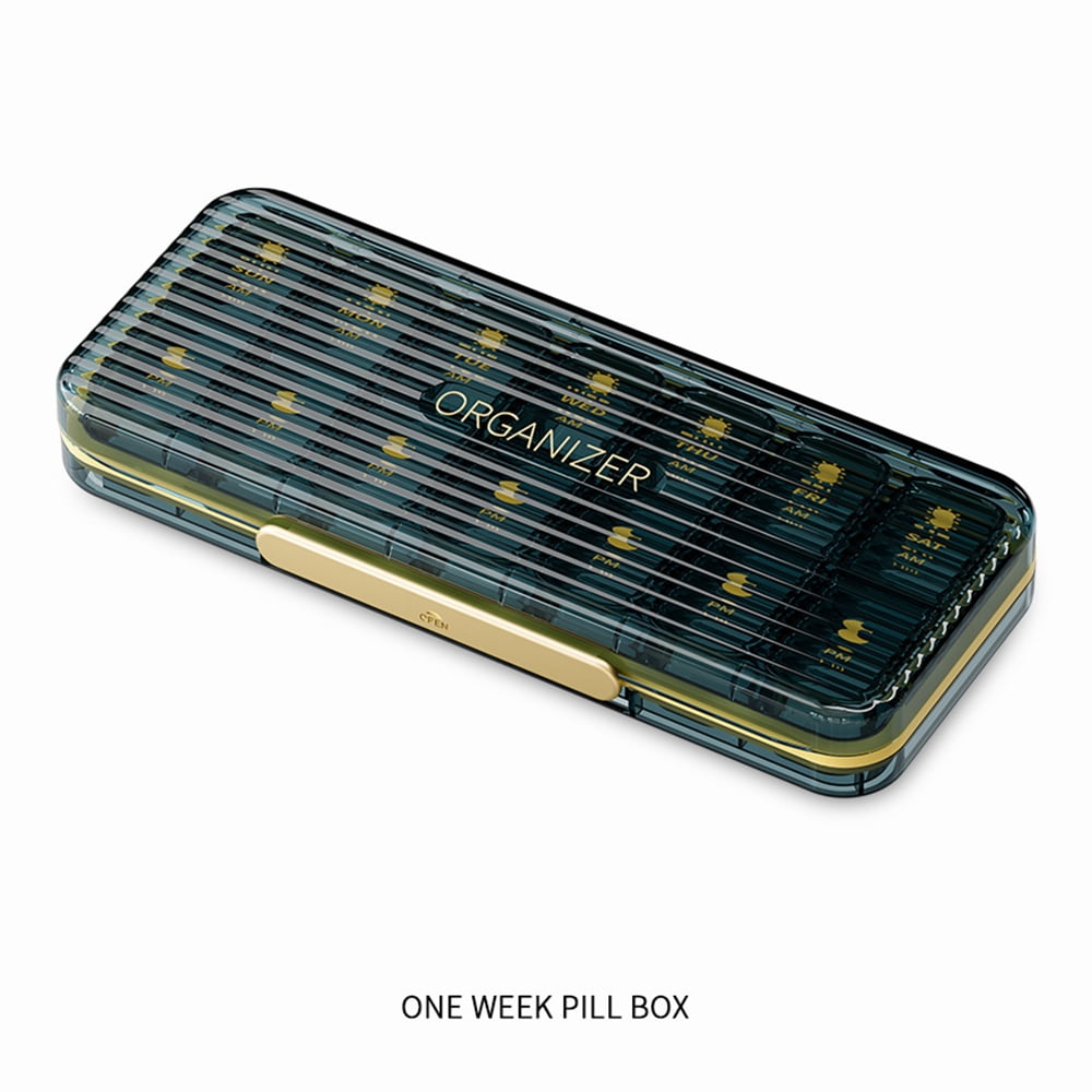 Weekly Pill Box 7-Day Medicine Vitamin Organizer 2 Times a Day Large ...