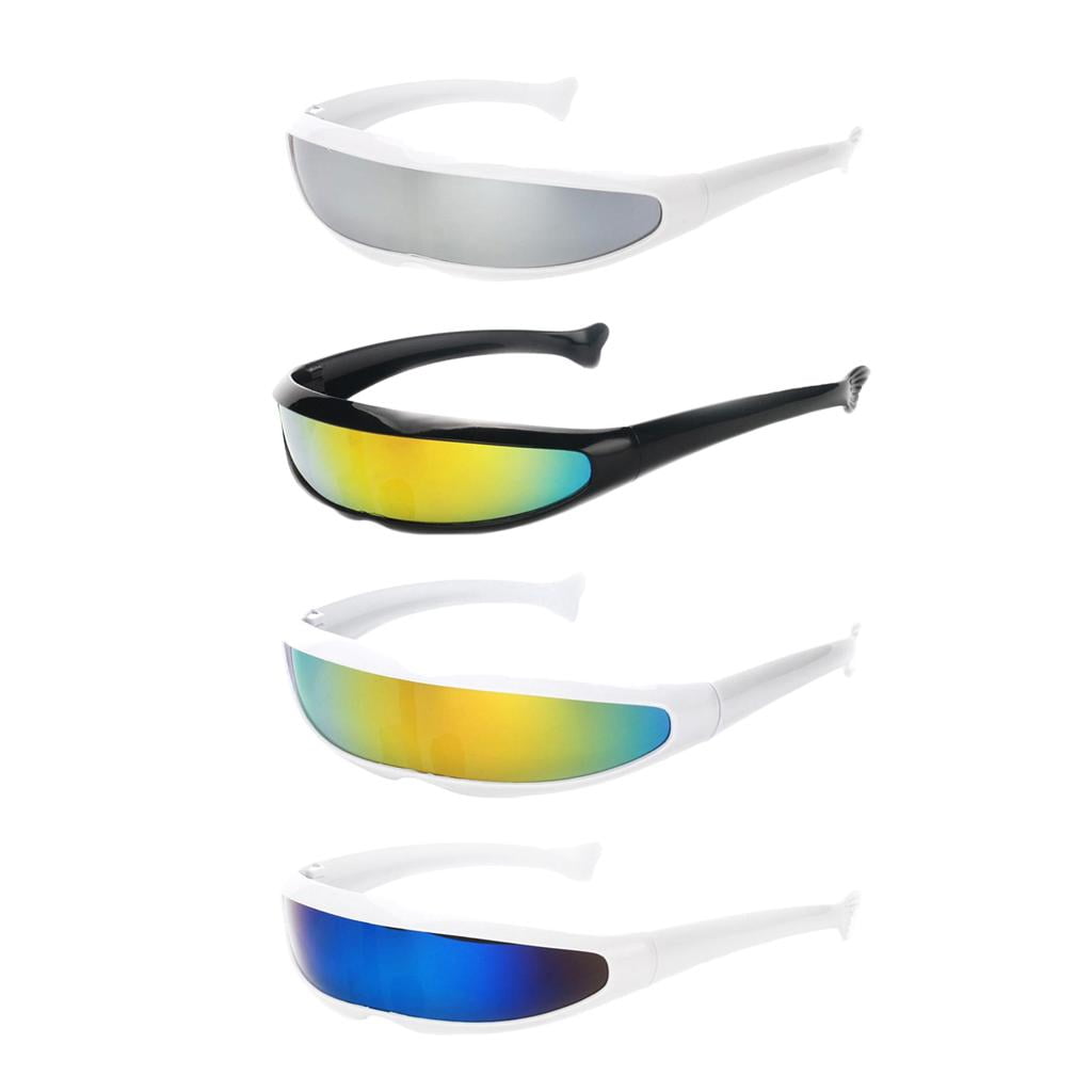 Alien Eyeglasses Futuristic Soldier Mirrored Sunglasses - Walmart.com