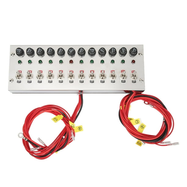 12 Gang Switch Panel, Dash Mount Switch Panel DC 12-24V 15A Solid ...