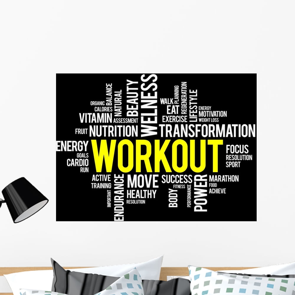 Workout Word Cloud Fitness Wall Mural by Wallmonkeys Peel and Stick ...