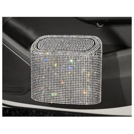 CHIKEN Bling Rhinestone Car Trash Can with Lid, Mini Crystal Hanging ...