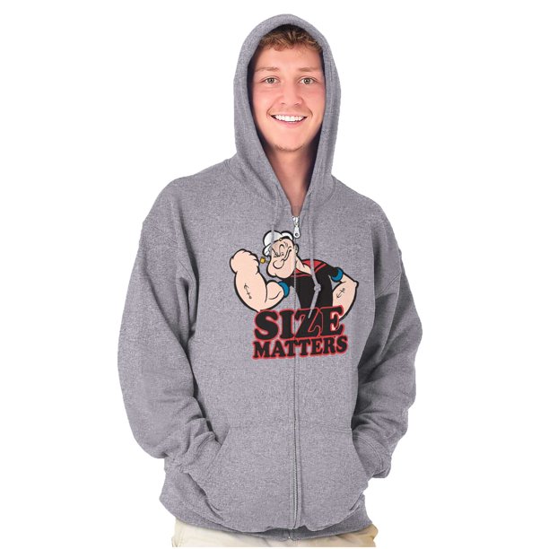 Popeye The Sailor Man Size Matters Zip Up Hoodie Men's Women's Brisco ...