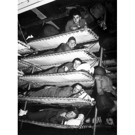 U.S. Soldiers In Five Tier Bunks On Army Troop Ship History (18 x 24 ...