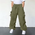 Boy Pants Drawstring Cargo Multiple Pockets Boys Jeans Regular Fit,Army ...