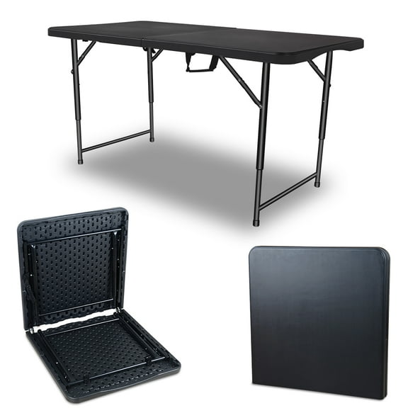 Folding Table 4 Foot Portable Heavy Duty Plastic Fold-in-Half Utility ...