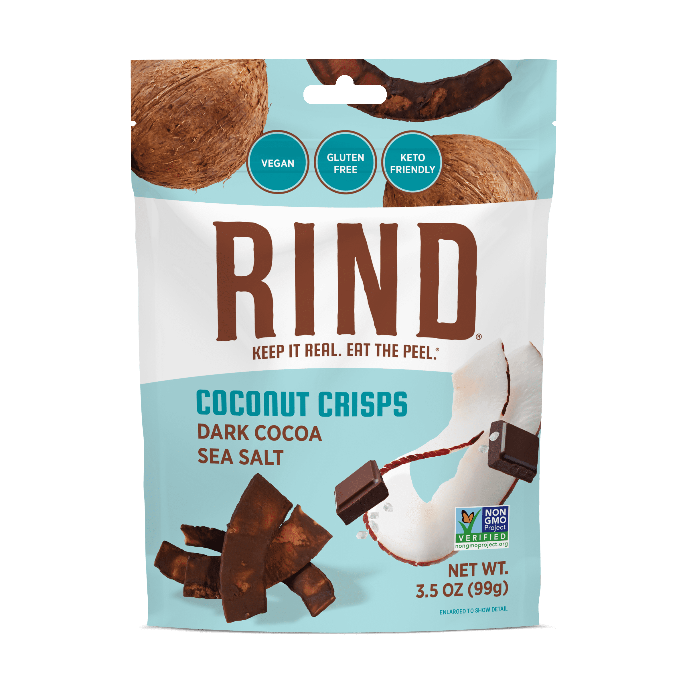 RIND Snacks Dark Cocoa Sea Salt Coconut Crisps 3.5oz Bag - Walmart.com