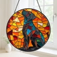 Black Dog Window Stained Glass Style Suncatcher Hanging Decor, Pet ...
