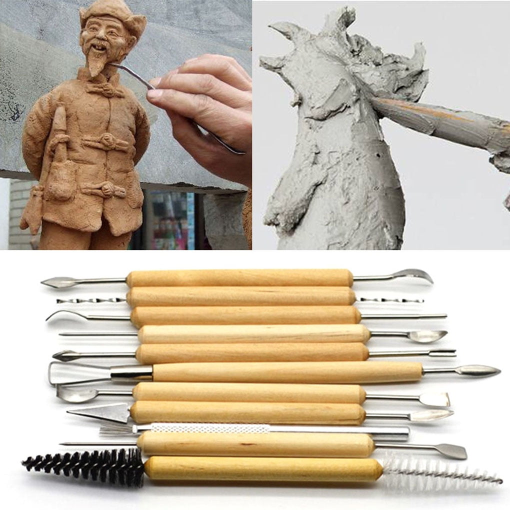 Buy 11pcs/set Clay Sculpture Pottery Tools Beginner's Clay Sculpting Set Wooden Handle Modeling ...