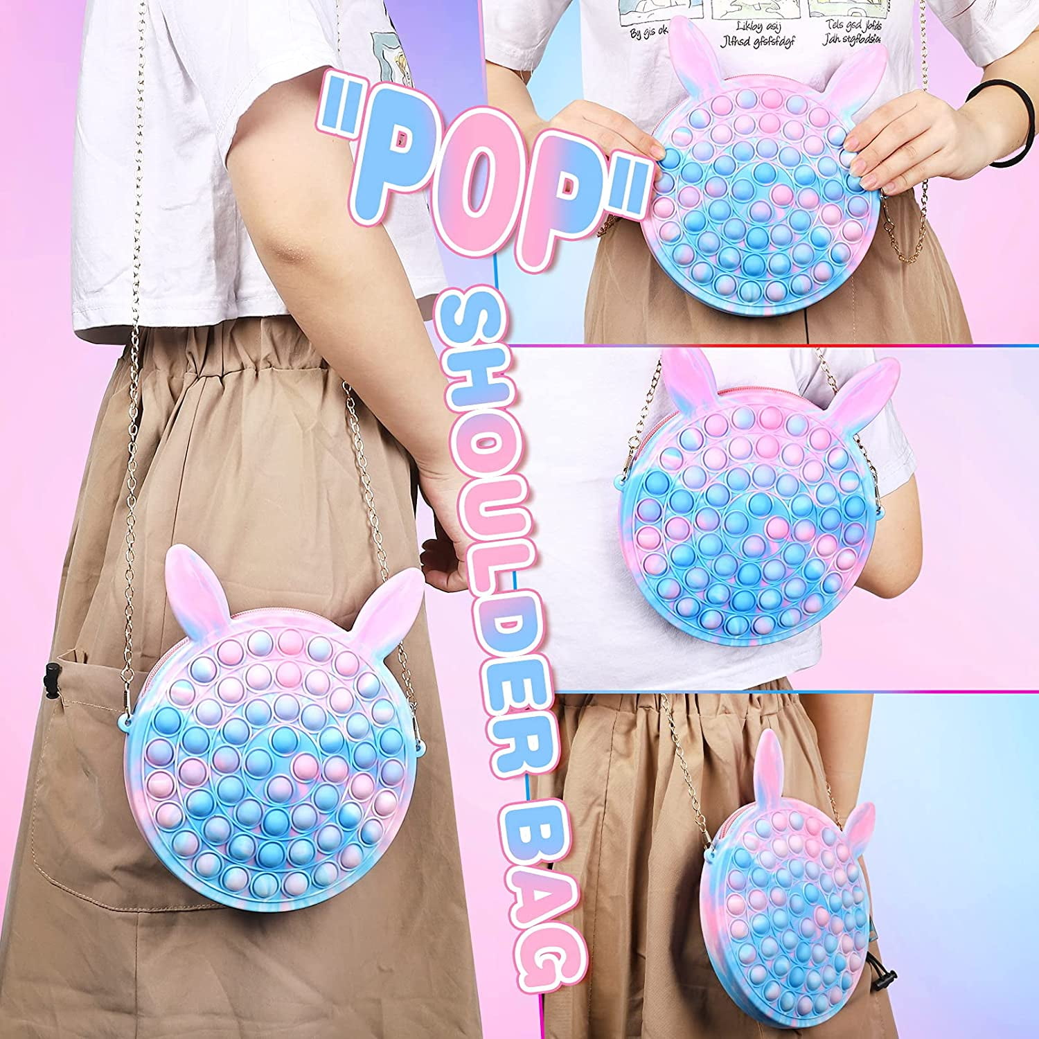 Buy iTechjoy Pop Shoulder Bag Fidget Toys Pack, Rainbow Simple Pop ...