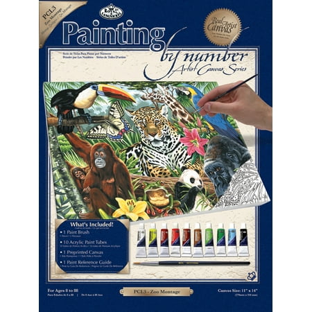 Paint By Number Kit Artist Canvas Series 11"X14"-Zoo Montage | Walmart ...