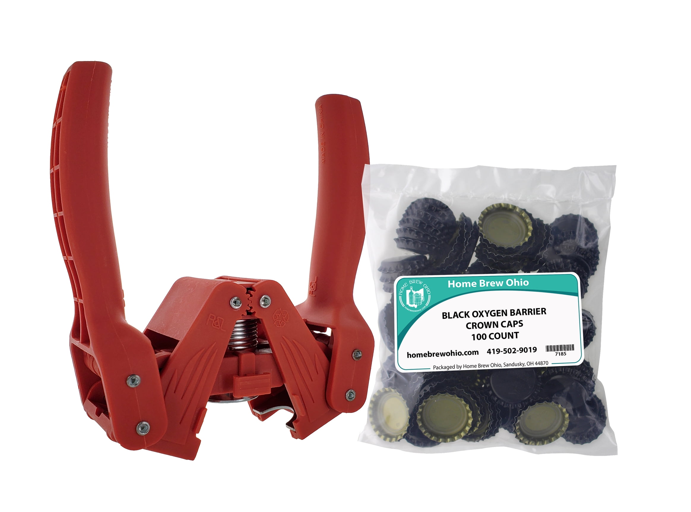 Double Lever Bottle Capper With Black Oxygen Barrier Crown Caps-144 ...