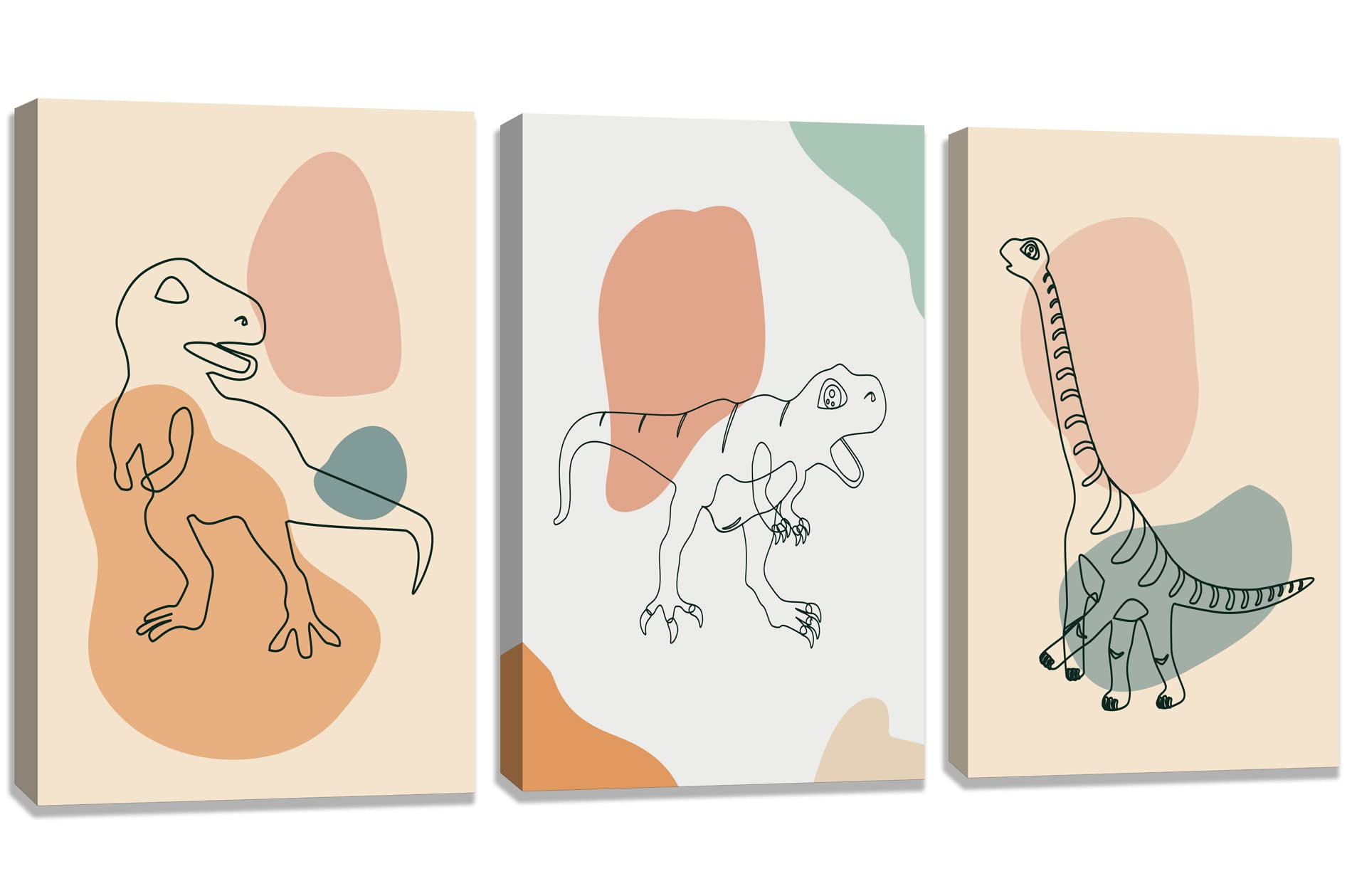 3 Pieces Boho Style Dinosaurs Wall Art for Bedroom, Nursery, Kids Room ...