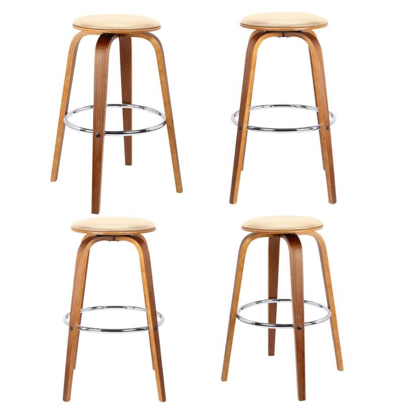 Harbor 26" Swivel Backless Barstool in Cream Faux Leather Set of-4 ...
