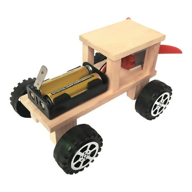 Wooden DIY Electric Wind Power Car Model Children Handmade Assembly Toy ...