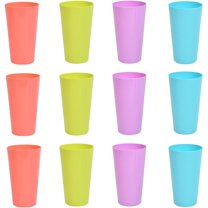 Color Plastic Drinking Cups,Casewin 12pcs Reusable Stacking Plastic Cup ...