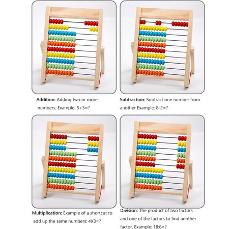Wooden Maths Toy Abacus Rake Slider with 100 Wooden Beads Children's ...