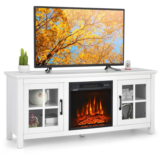 Giantex Electric Fireplace TV Stand, TV Console w/Adjustable Flame ...