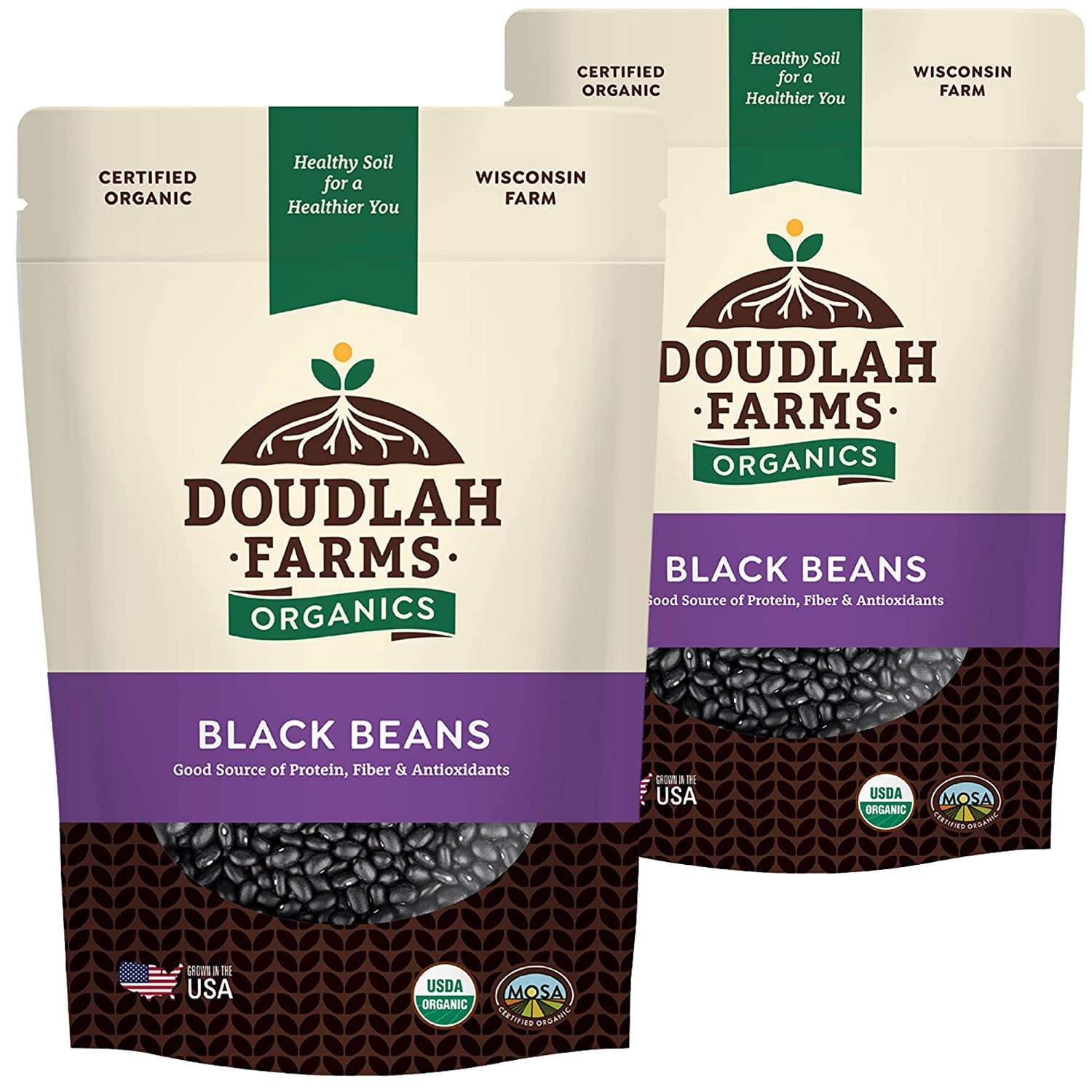 Organic Black Beans by Doudlah Farms (1 lb. Pack 2 Pack) - Dried, USA ...