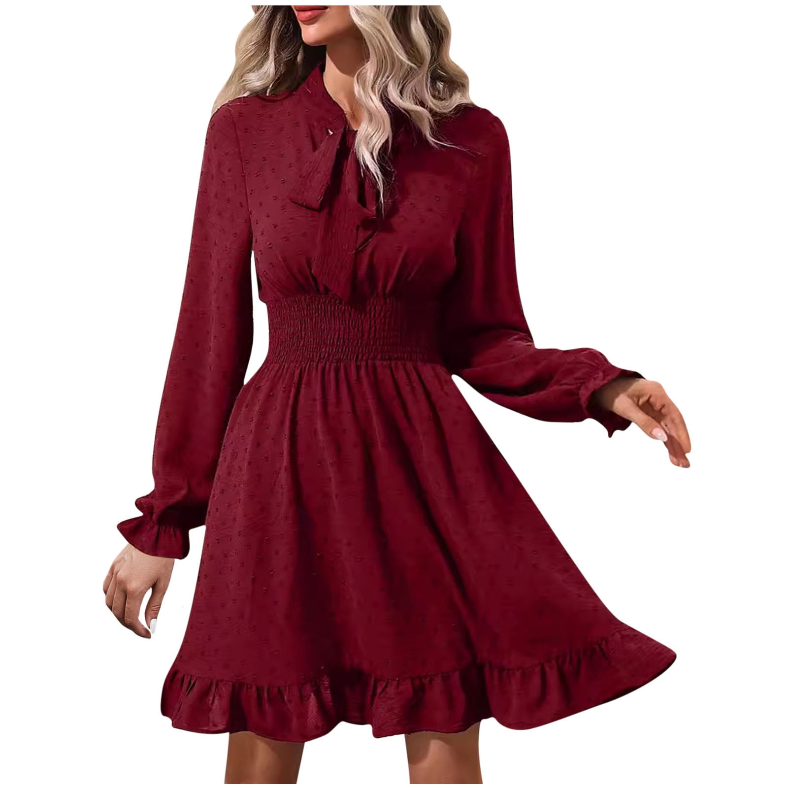 Click here for Faiwad Womens Summer Dresses Long Sleeve Swiss Dot... prices