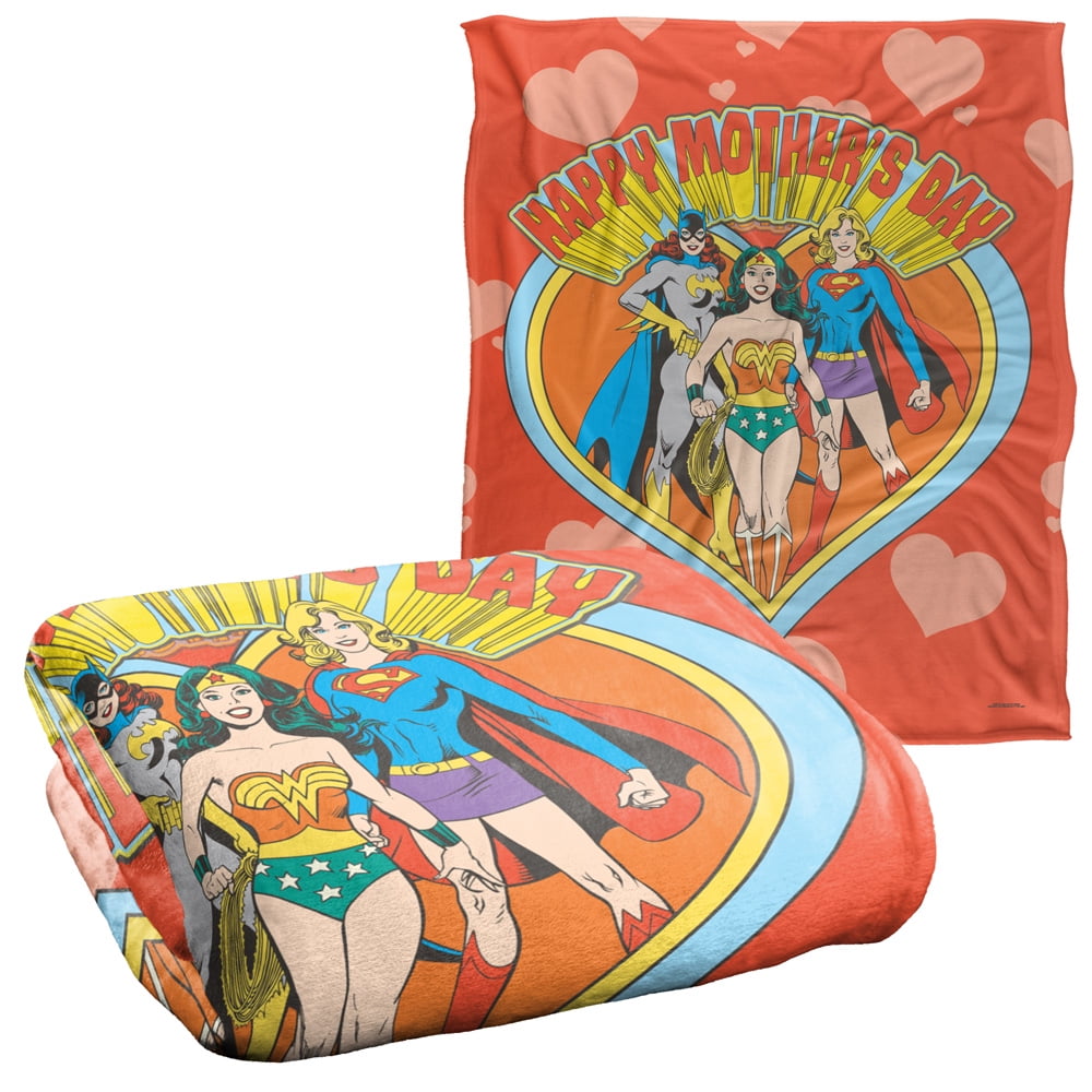 Justice League Blanket, 50"x60" Batgirl, Wonder Woman, Supergirl Mother ...