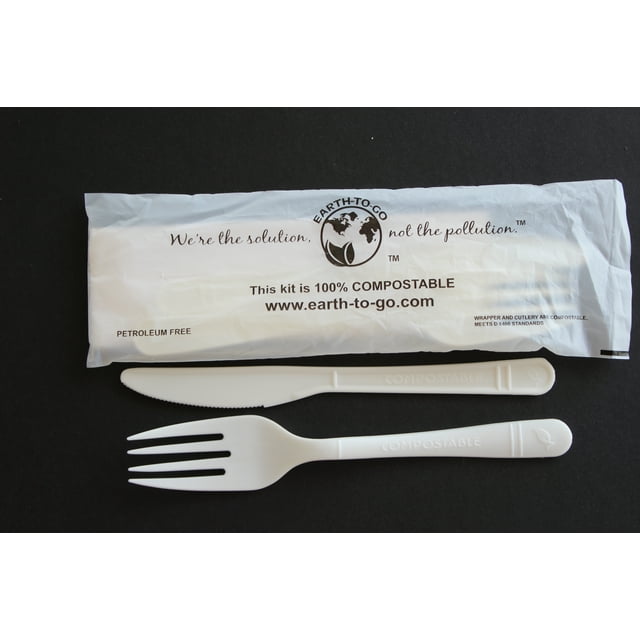 Earth-to-Go™ Earth Cutlery Kits, Compostable Cutlery, ETG-KIT, 250 Pcs ...