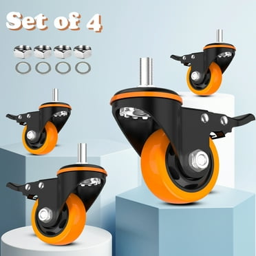 HOLKIE Retractable Caster Wheels,(4 pack) Heavy Duty Workbench Casters ...