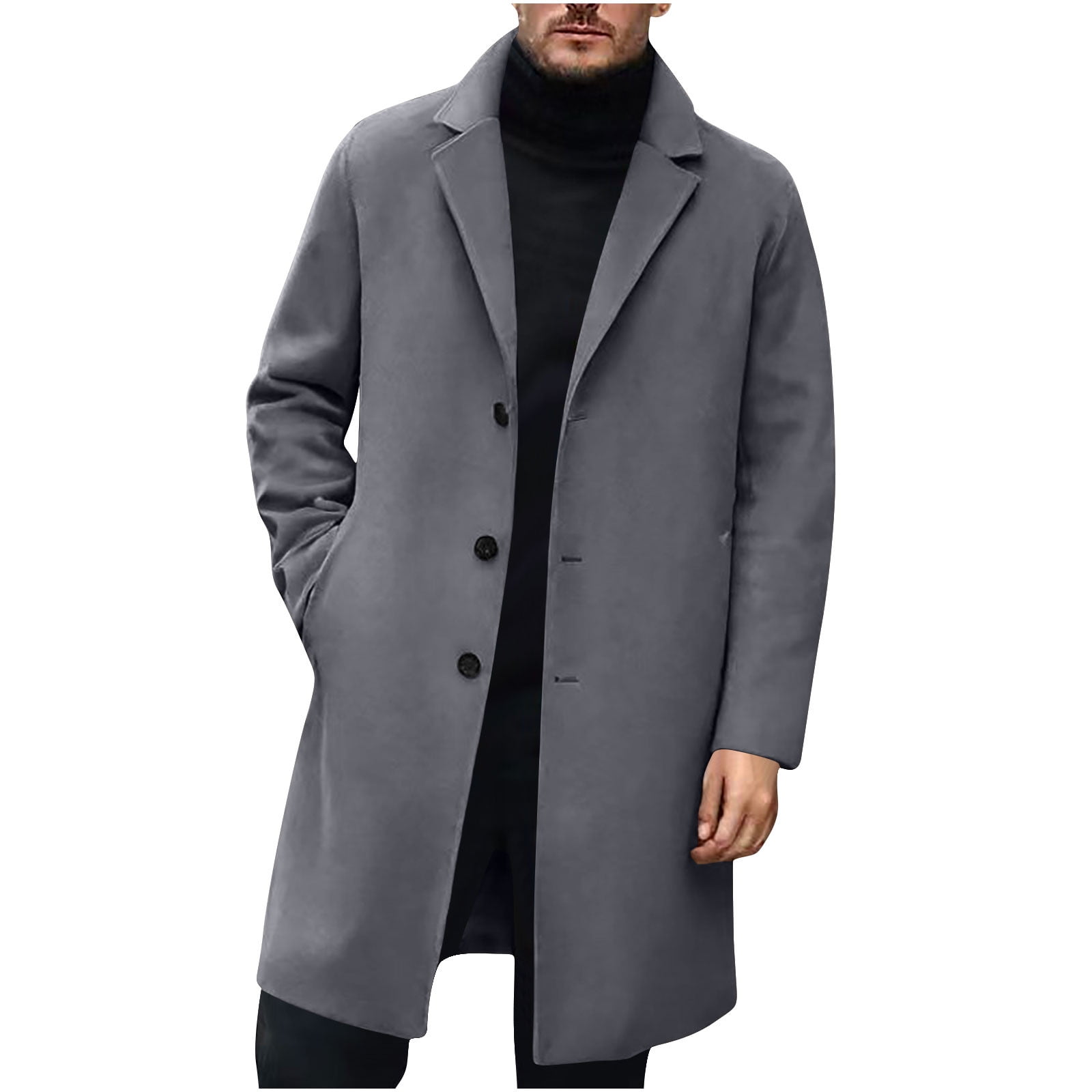 Click here for Hoksml Mens Mid-Length Wool Blend Coat Solid Color... prices