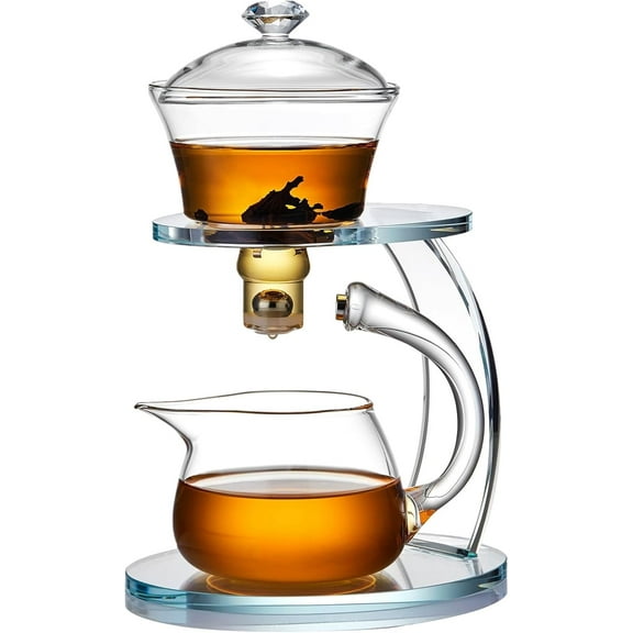 Glass tea set, semi-automatic teapots with infuser, magnetic heat ...