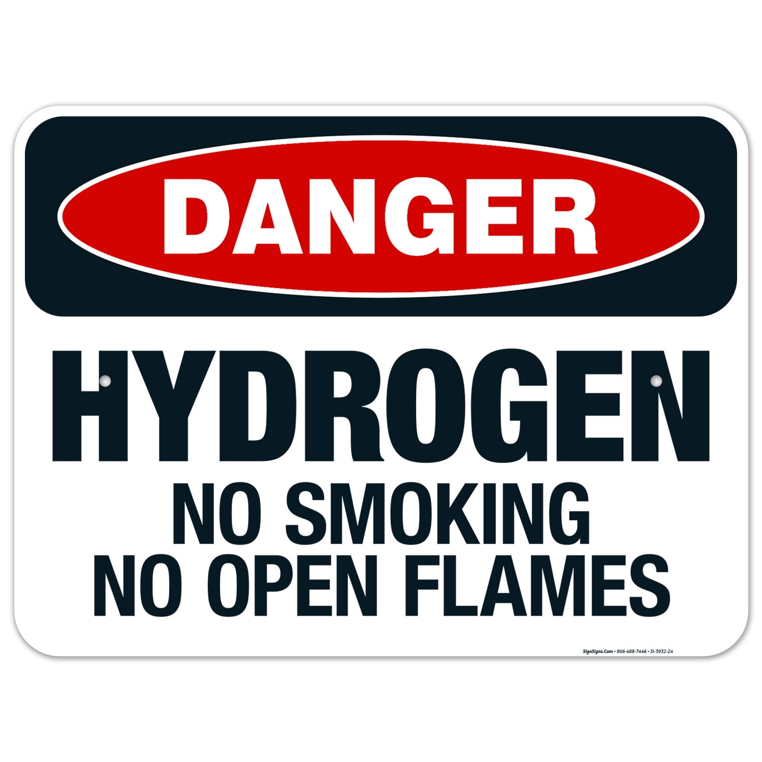 Hydrogen No Smoking No Open Flames Sign, OSHA Danger Sign, - Walmart.com