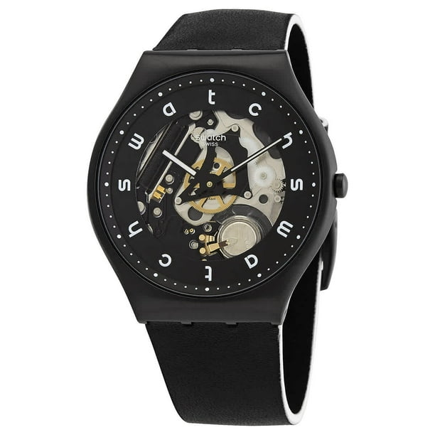 Swatch White Side Quartz Black Skeleton Dial Men's Watch SS07B101 ...