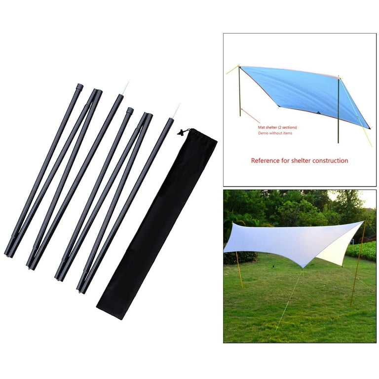 Iron Canopy Support Poles Set Outdoor Awning Tent Tarp Poles Set - 6 ...